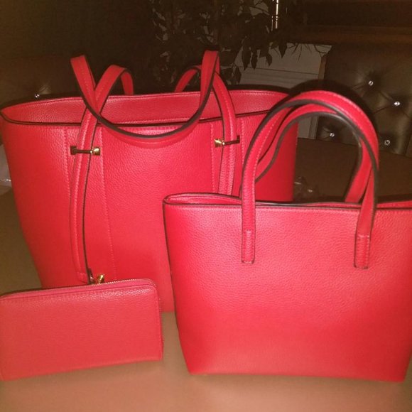 Bags | Red 3 Piece Purse Set | Poshmark